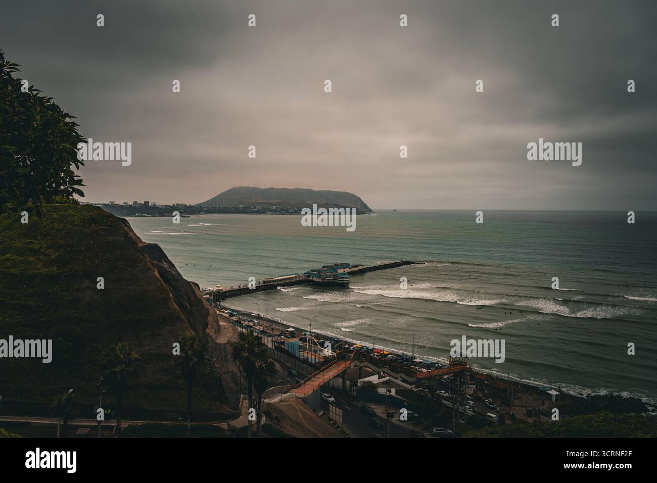 View of the Pacific Ocean and Miraflores coastline in Lima, Peru Stock ...