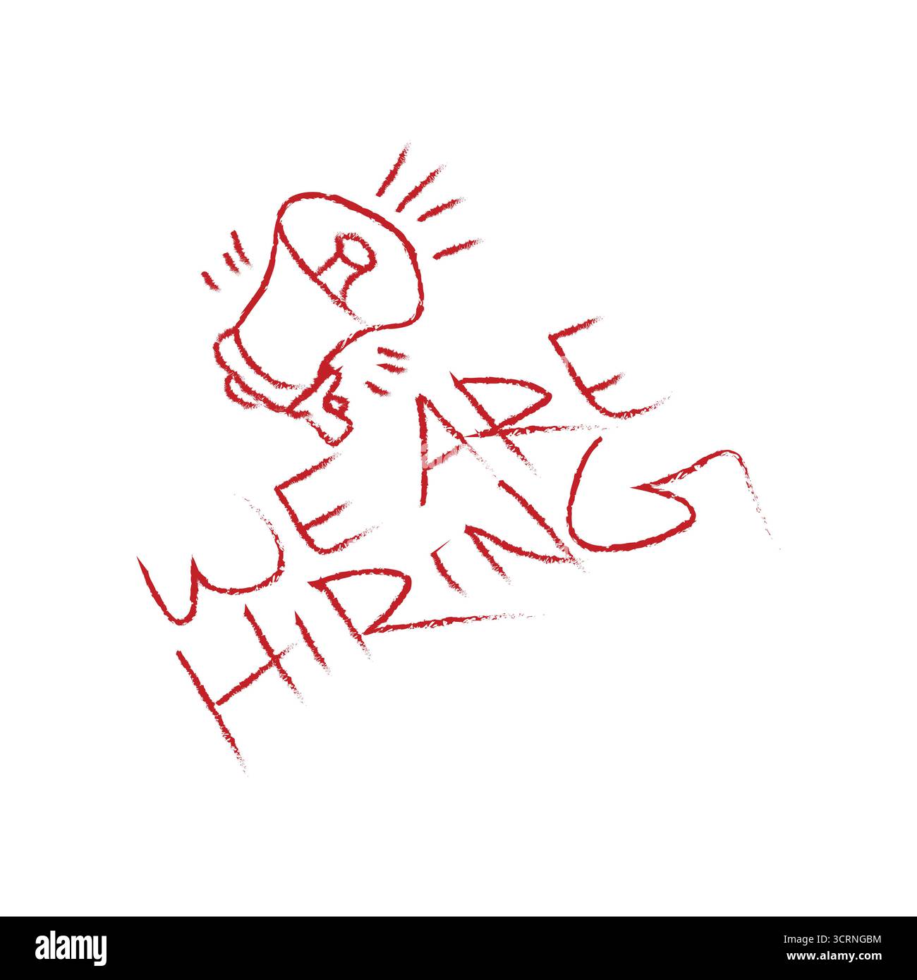 Hand Draw We Are Hiring Text Sketch with Megaphone Vector Stock Vector ...