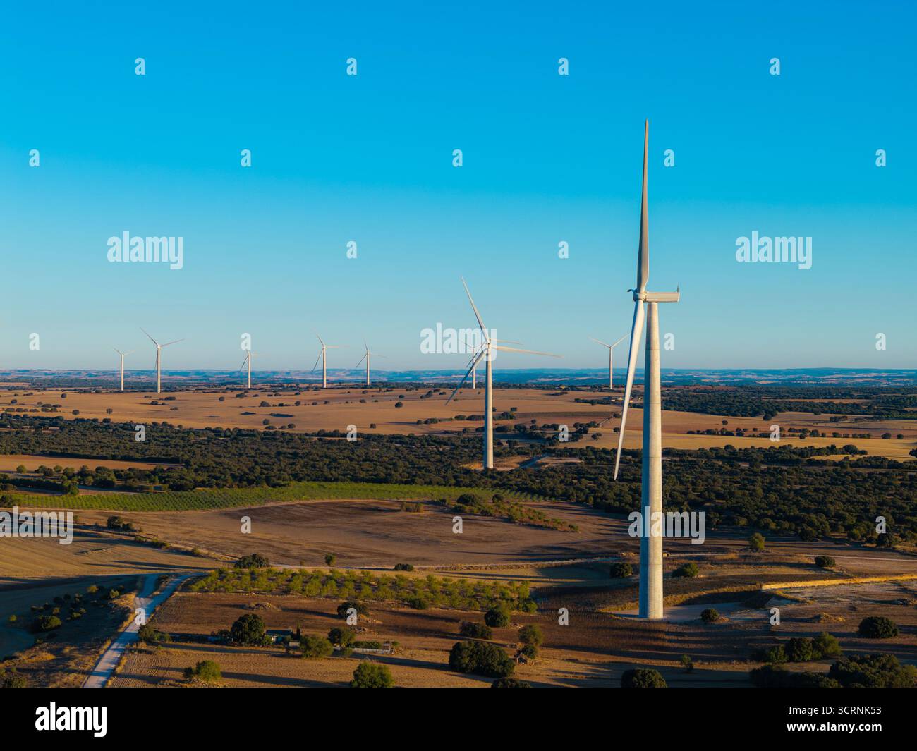 Wind turbines spread across dry hi-res stock photography and images - Alamy
