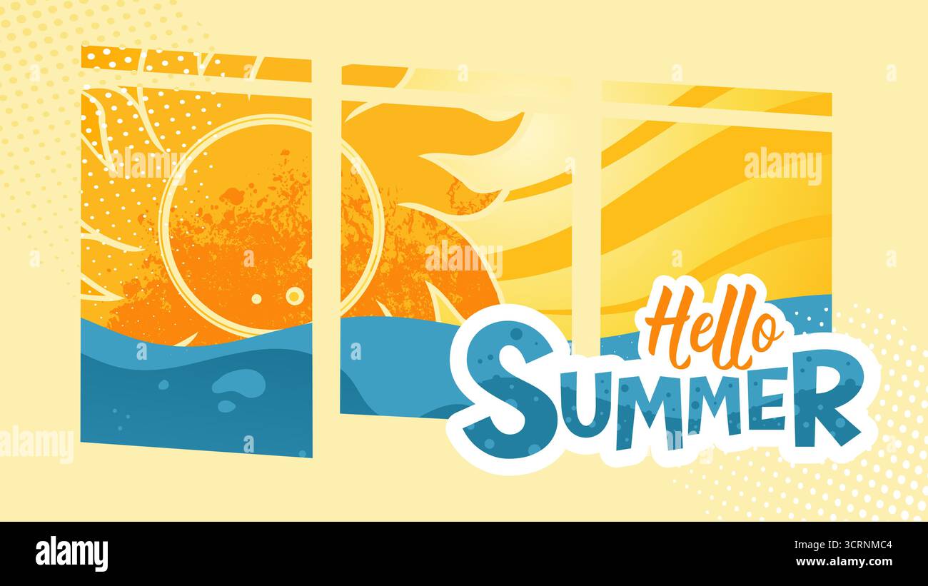 Hello summer beach sun vector illustration Stock Vector Image & Art - Alamy