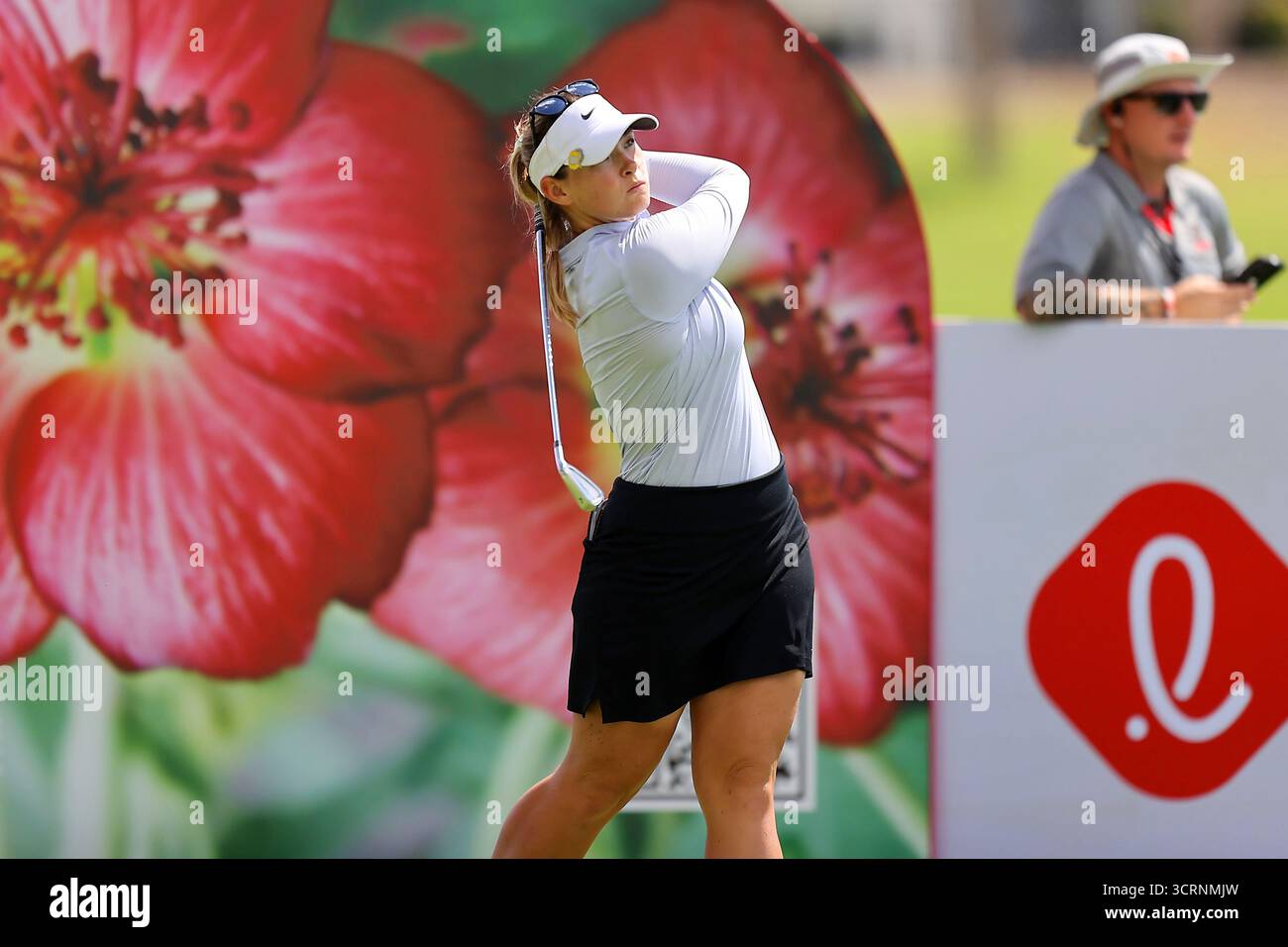 October 1, 2025 - Caroline Inglis tees off during the first round of ...