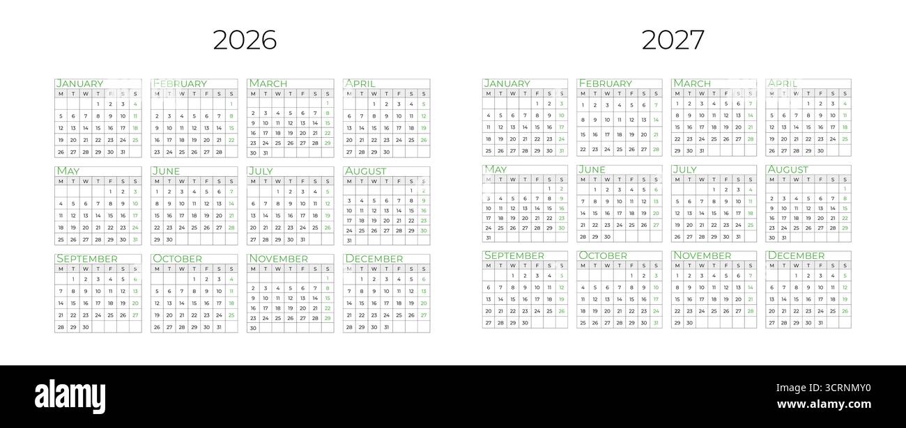 Calendar 2026 2027 Cut Out Stock Images & Pictures - Alamy