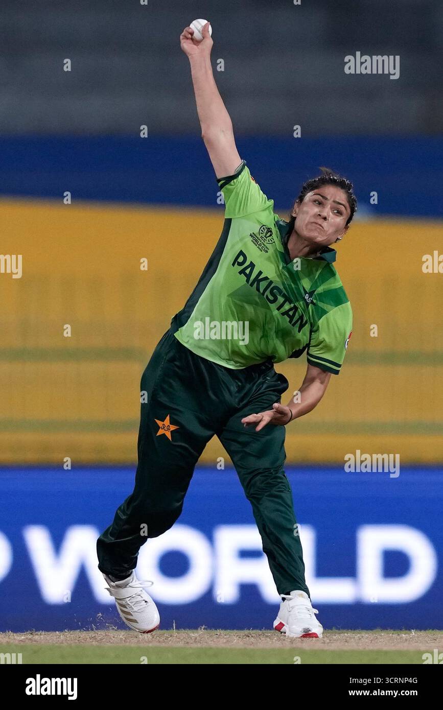 Pakistan's Diana Baig bowls a delivery during the ICC Women's Cricket ...