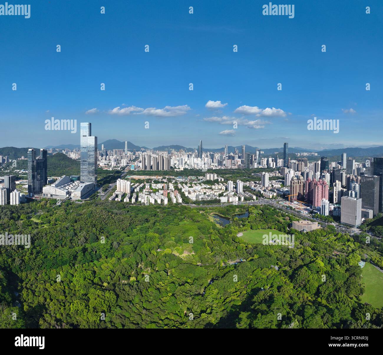 Aerial photography of Lianhua Mountain Park in Futian CBD Civic Center ...