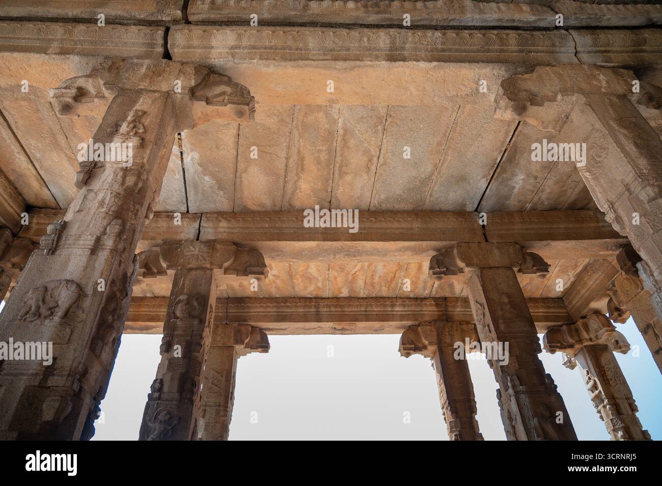 Hindu Temple In Hampi, Carved Gods Into Boulder Column, History And ...