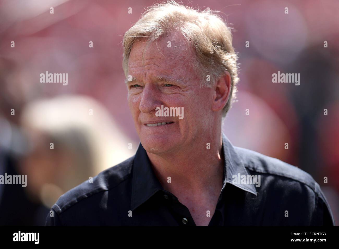 FILE - NFL Commissioner Roger Goodell walks on the sideline during an ...
