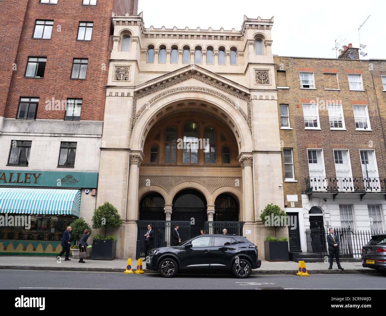 Members Of The Security Team Outside The West London Synagogue As