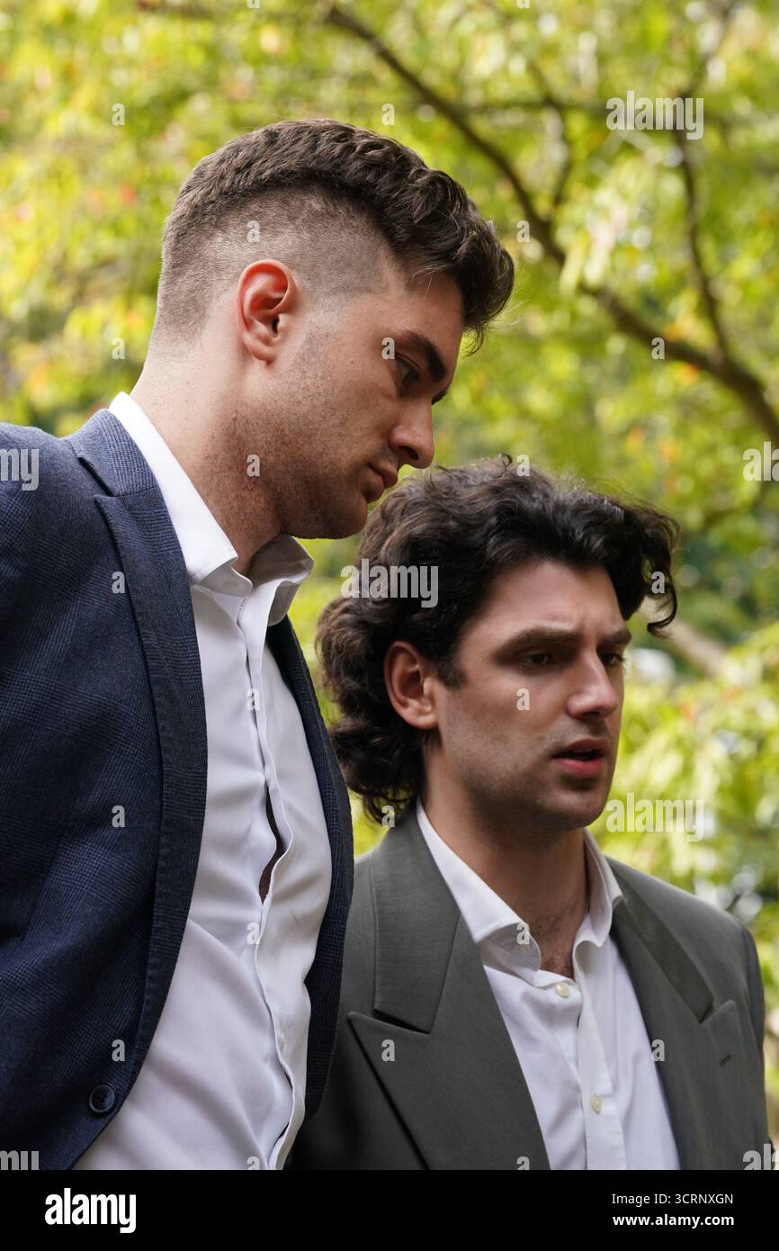 Gabriel Shemirani (left) and Sebastian Shemirani speaking to the media ...