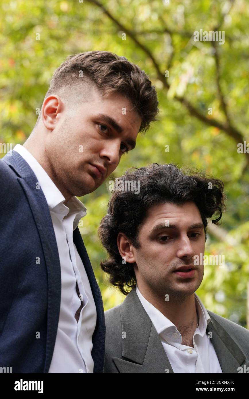 Gabriel Shemirani (left) and Sebastian Shemirani speaking to the media ...