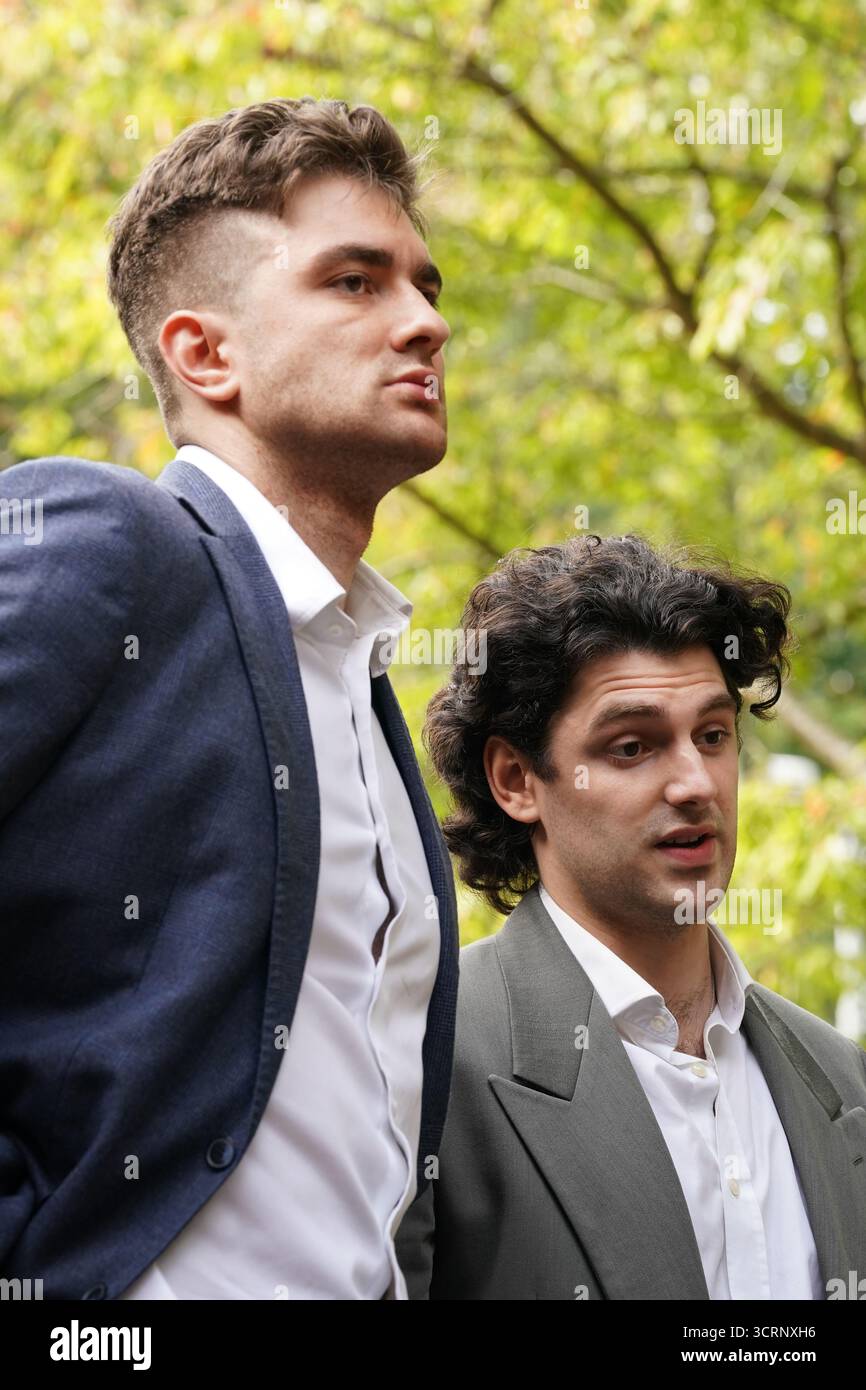 Gabriel Shemirani (left) and Sebastian Shemirani speaking to the media ...