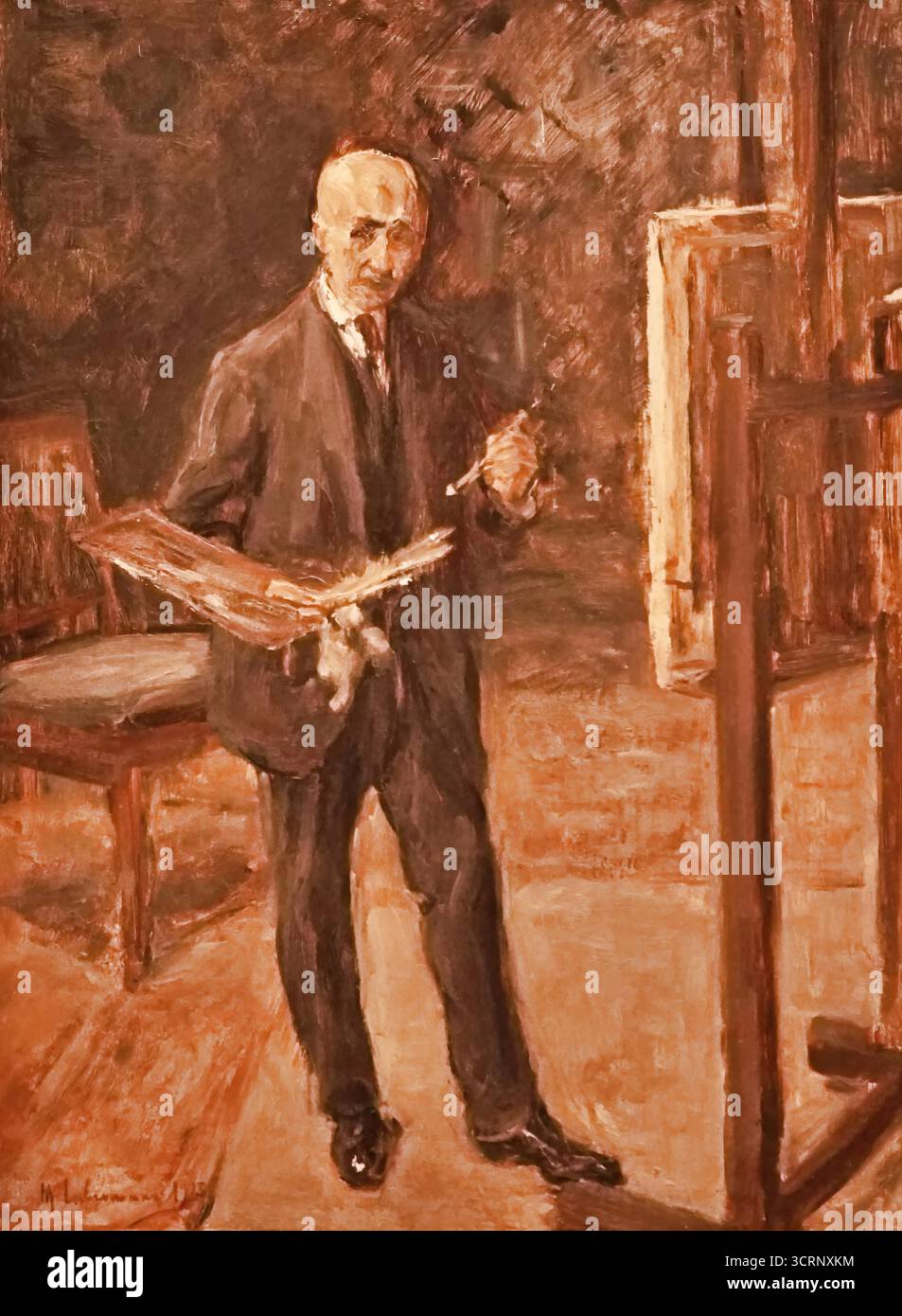 Max Liebermann, Self-Portrait Wearing a Suit in Front of the Easel ...