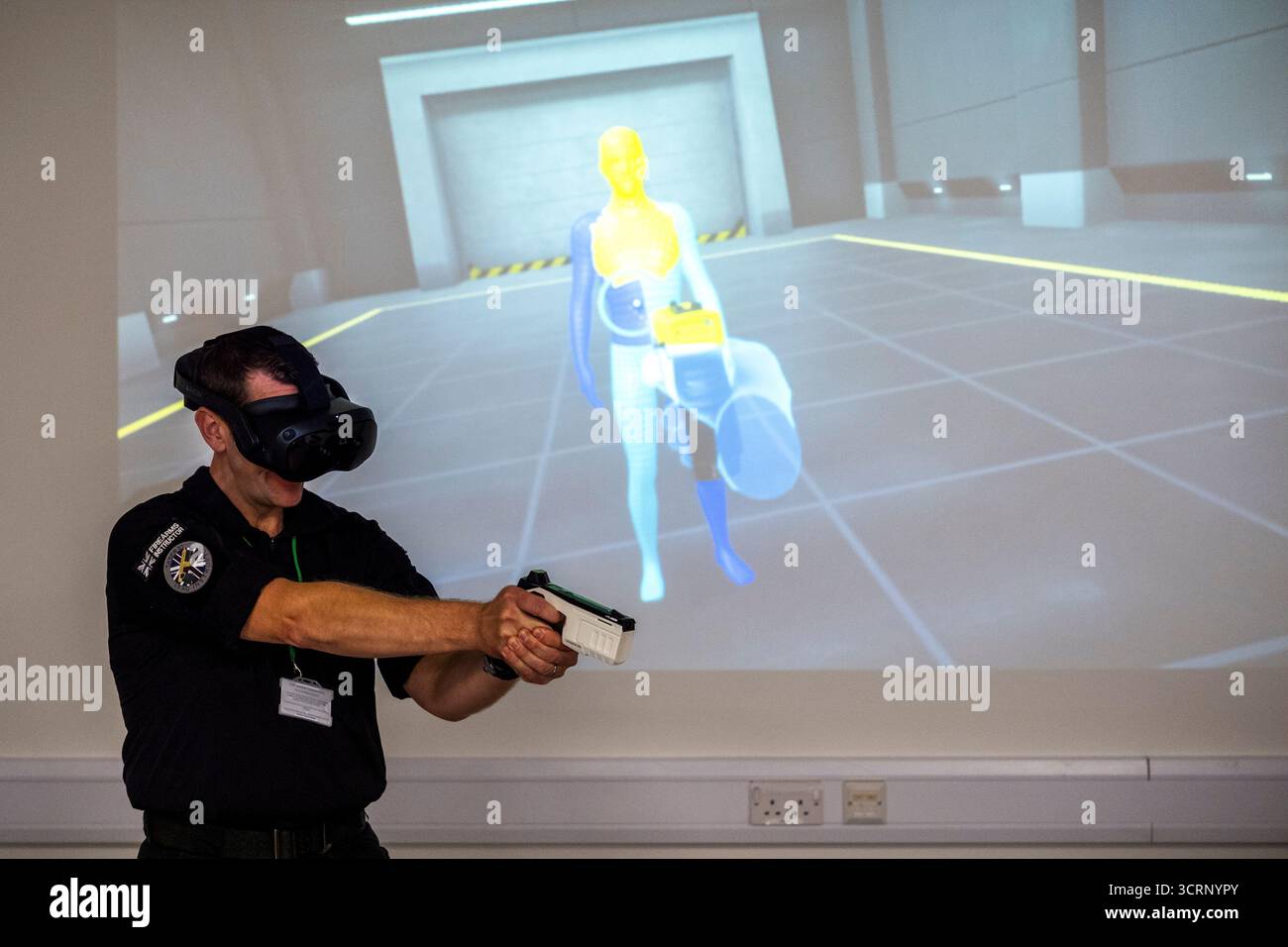 EMBARGOED TO 1800 THURSDAY OCTOBER 2 An officer using virtual reality ...