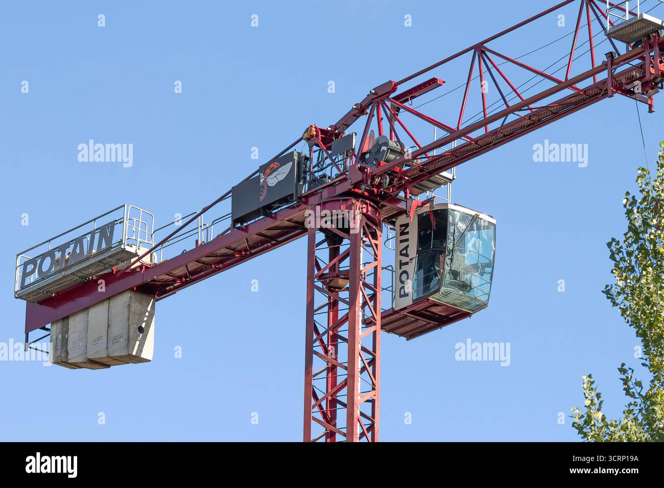 Potain crane, close view of the cab and swivel point Stock Photo - Alamy