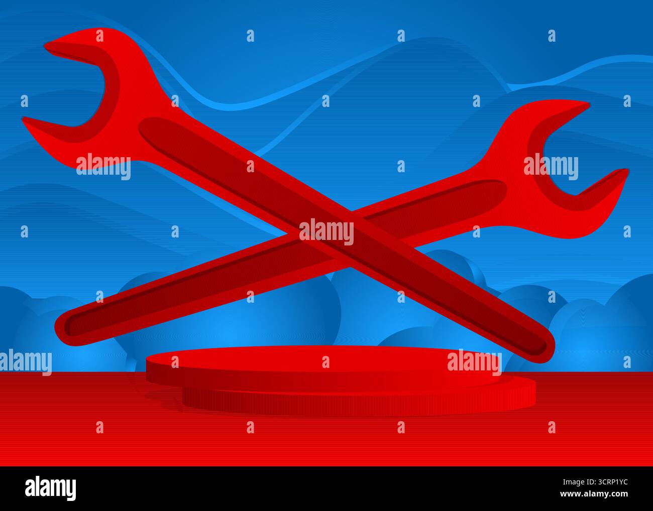 Mockup product display with Wrench. Vector cylinder pedestal podium ...