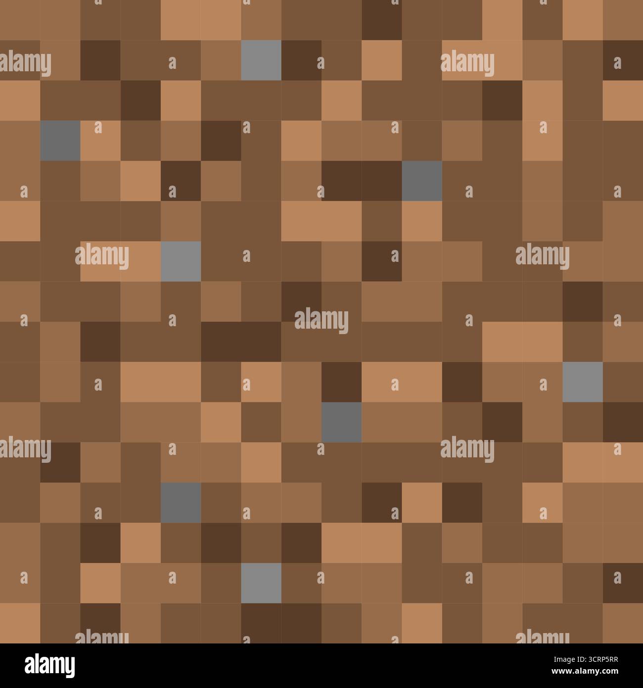 Seamless Minecraft dirt block pixel texture. Square 8bit pattern in ...