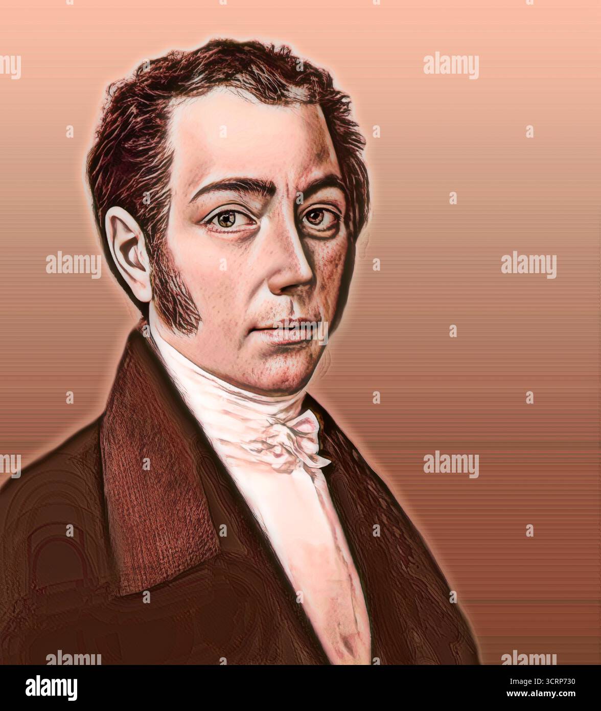 Portrait of Joseph Ritter von Fraunhofer, 1787 – 1826, German physicist ...