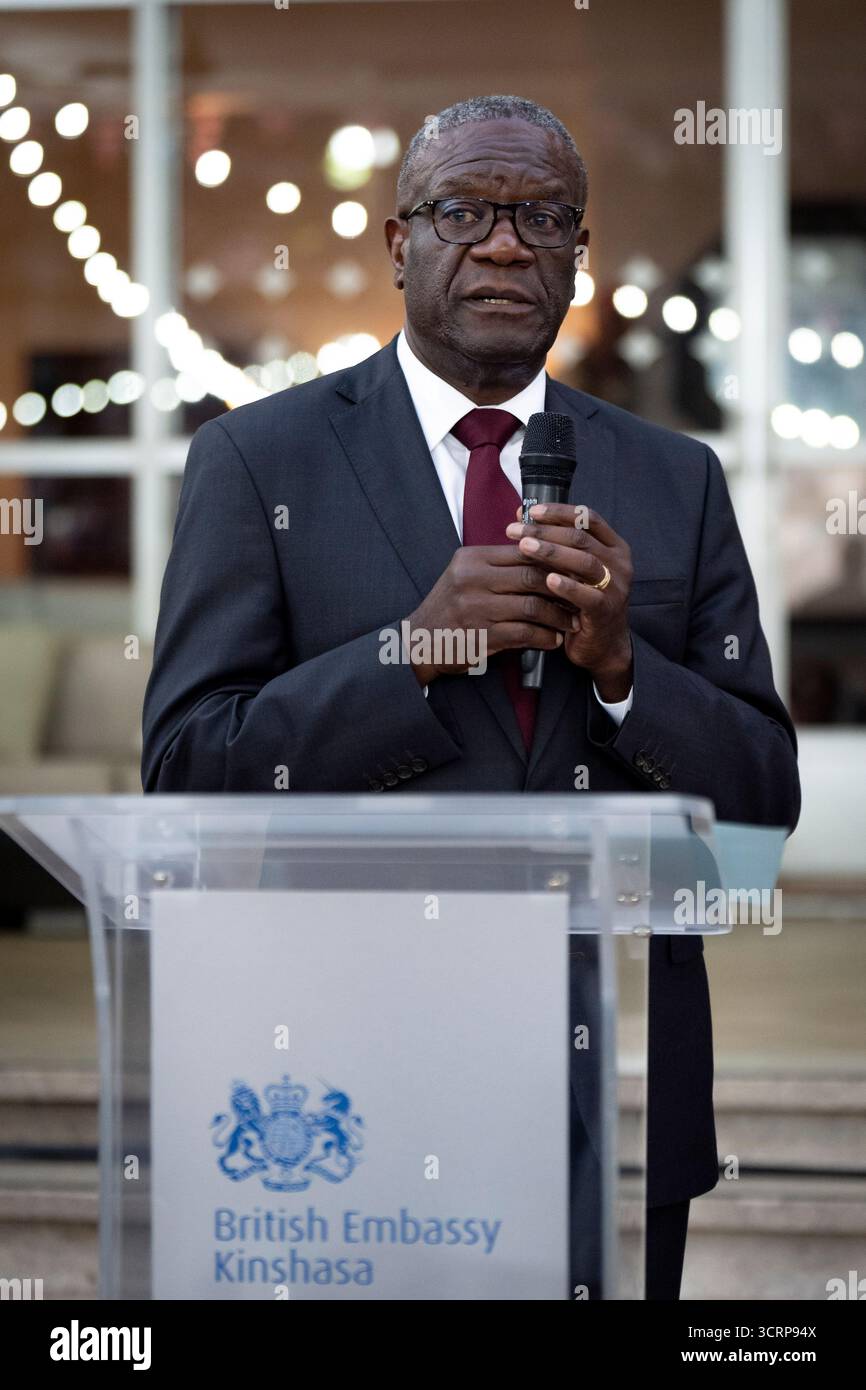 EMBARGOED TO 1935 THURSDAY OCTOBER 2 Dr Denis Mukwege gives a speech at ...