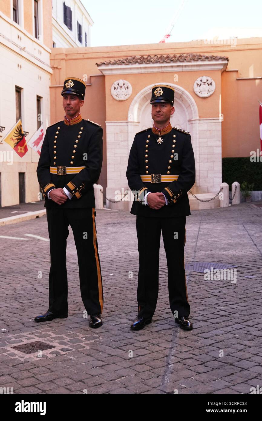 Lieutenant Colonel Loic Marc Rossier, left, and Captain Lorenz Keusch ...