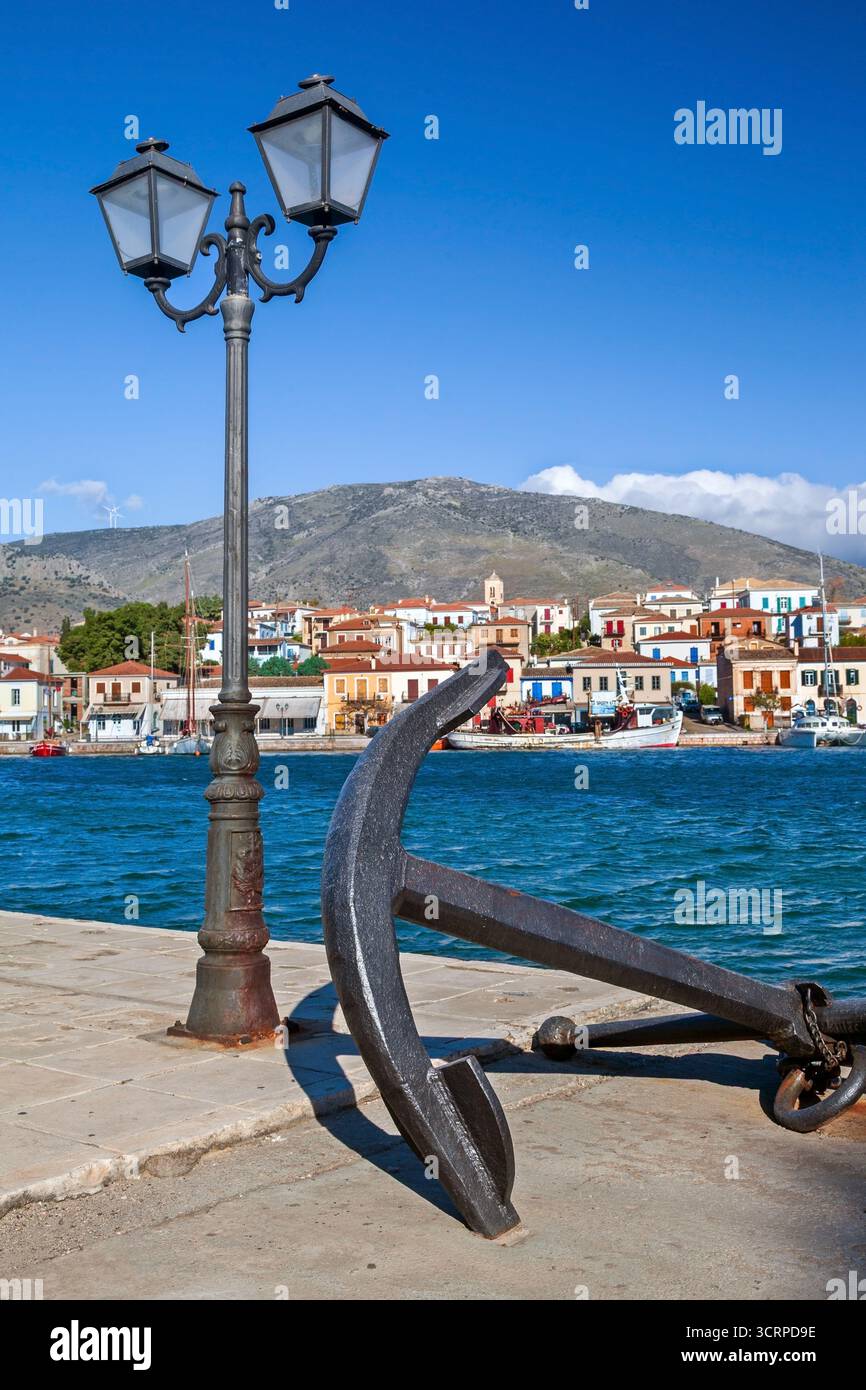 Galaxidi town, Greece, Europe. View of the traditional village at the ...