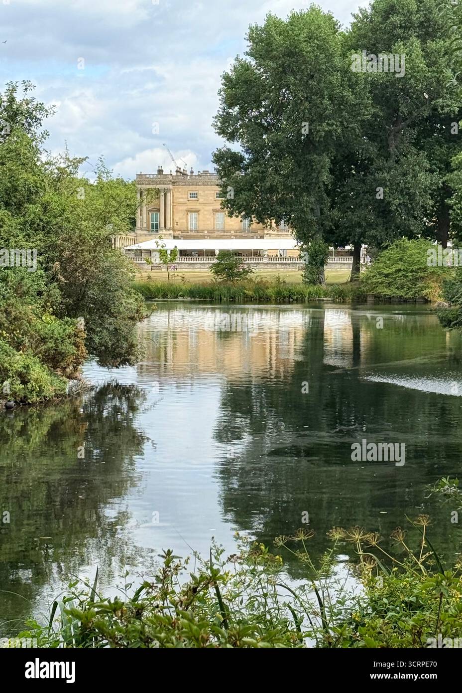 Buckingham Palace back view from gardens Stock Photo - Alamy