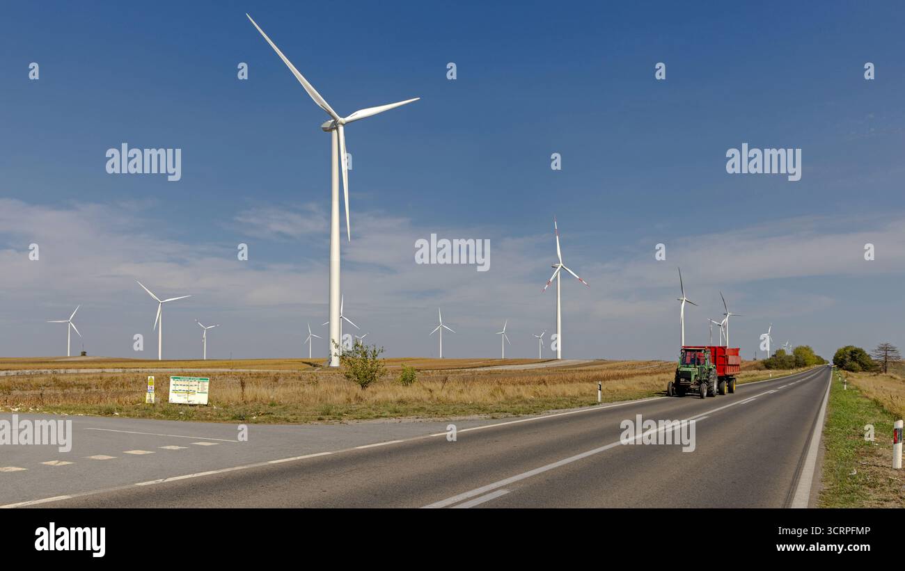 Pancevo, Serbia - September 24, 2025: Green Tractor With Red trailer at ...