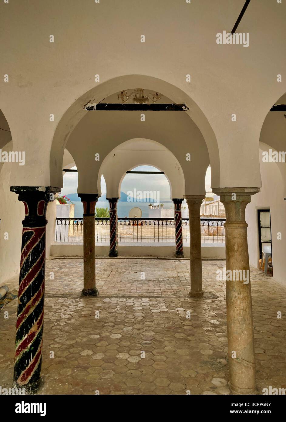 Blue-and-white street scene in Sidi Bou Said, Tunisia—ceramic wall art ...