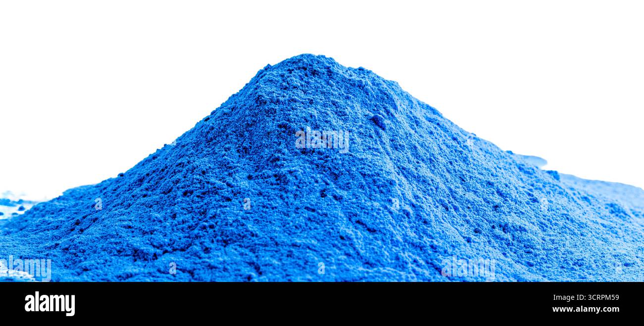 cobalt pigment, blue powder, industrial product on isolated white ...