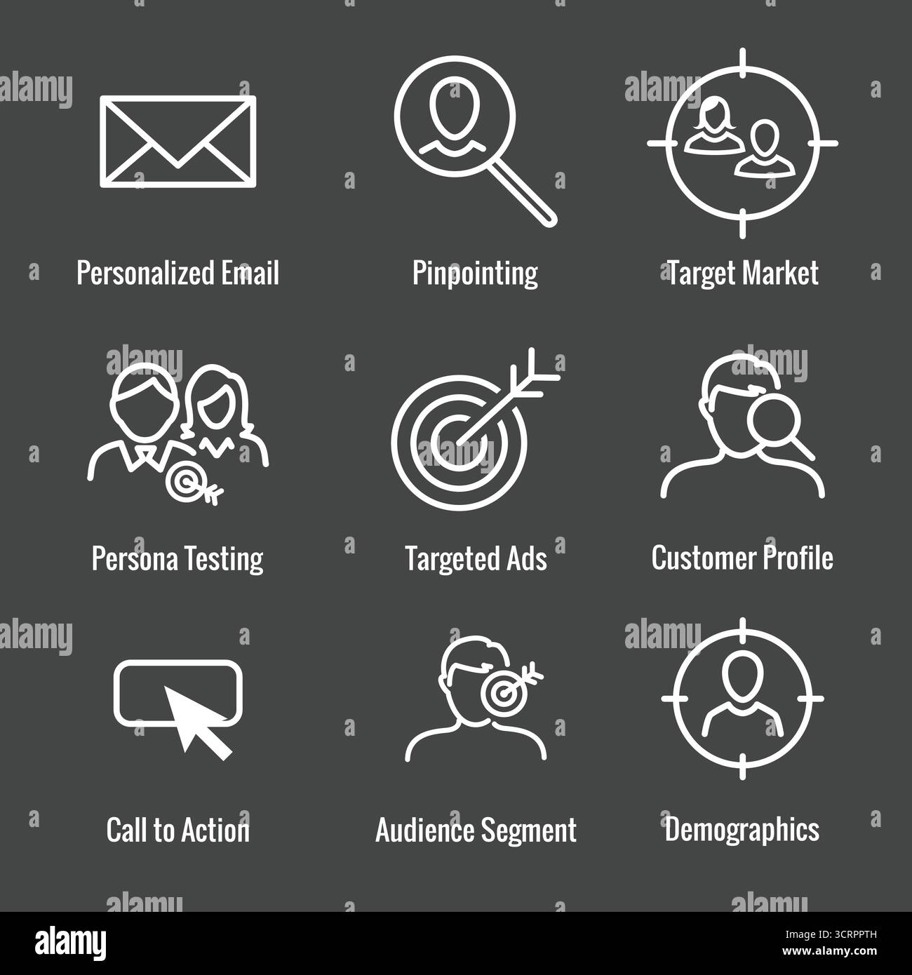 Marketing Strategy Icon Set with SEO, mobile optimization ...