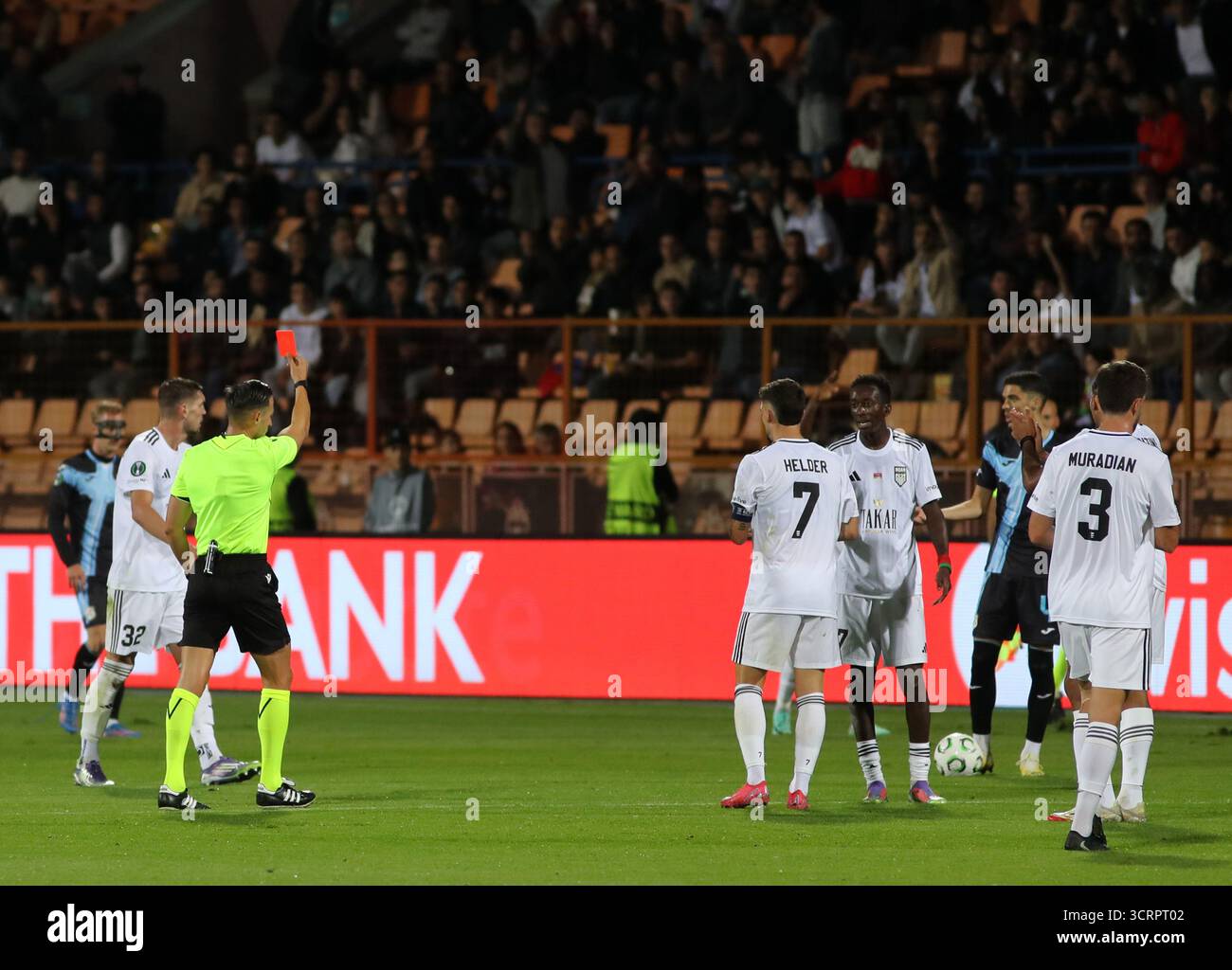 Yerevan, Armenia. 02nd Oct, 2025. Referee Radoslav Gidzhenov show red ...