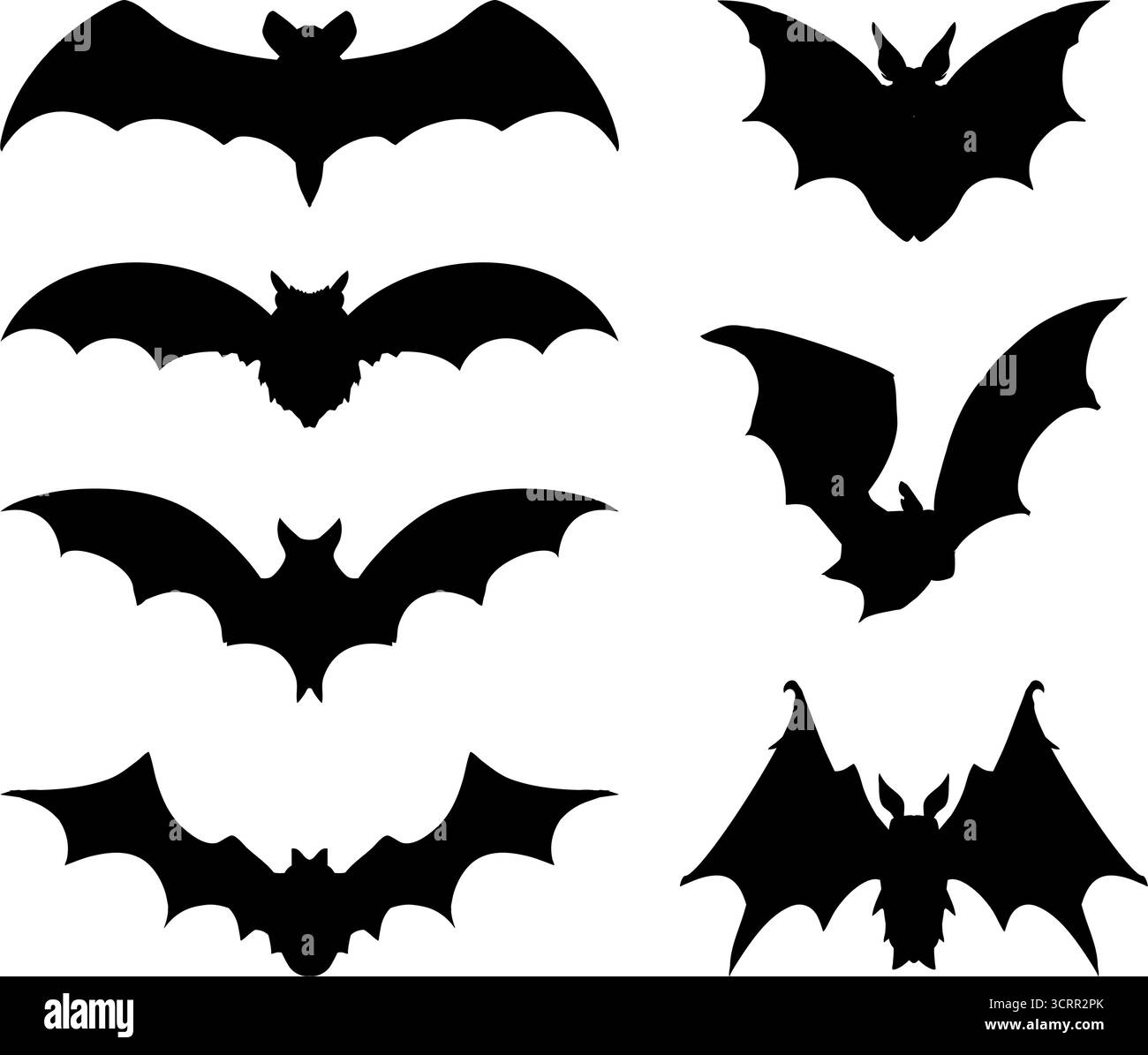 Halloween bats silhouette set vector illustration Stock Vector Image ...