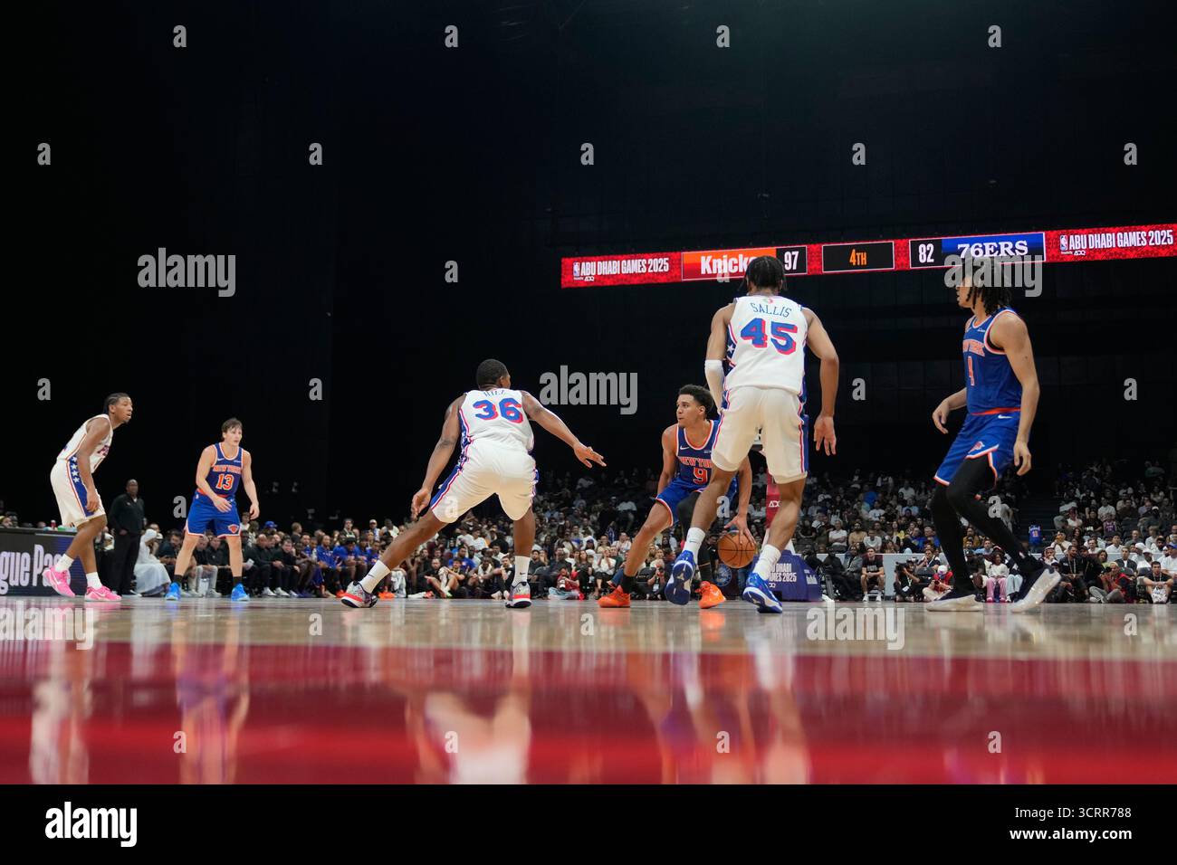 New York Knicks' Kevin McCullar Jr. center, drives to the basket during ...