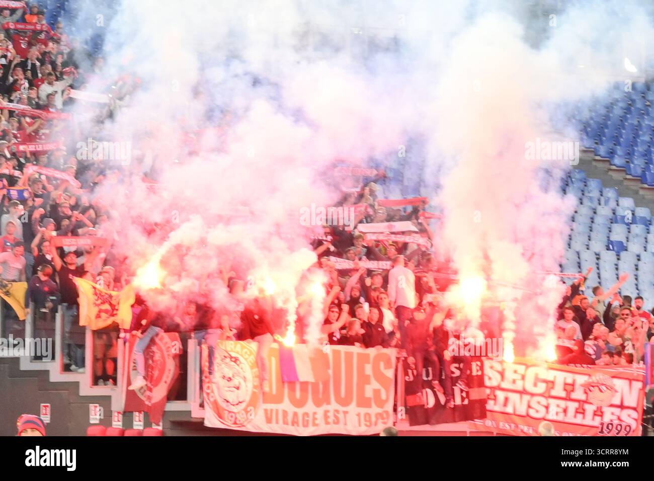 Roma, Italy, 2 October ,2025 The Lille fans' curve during the Uefa ...