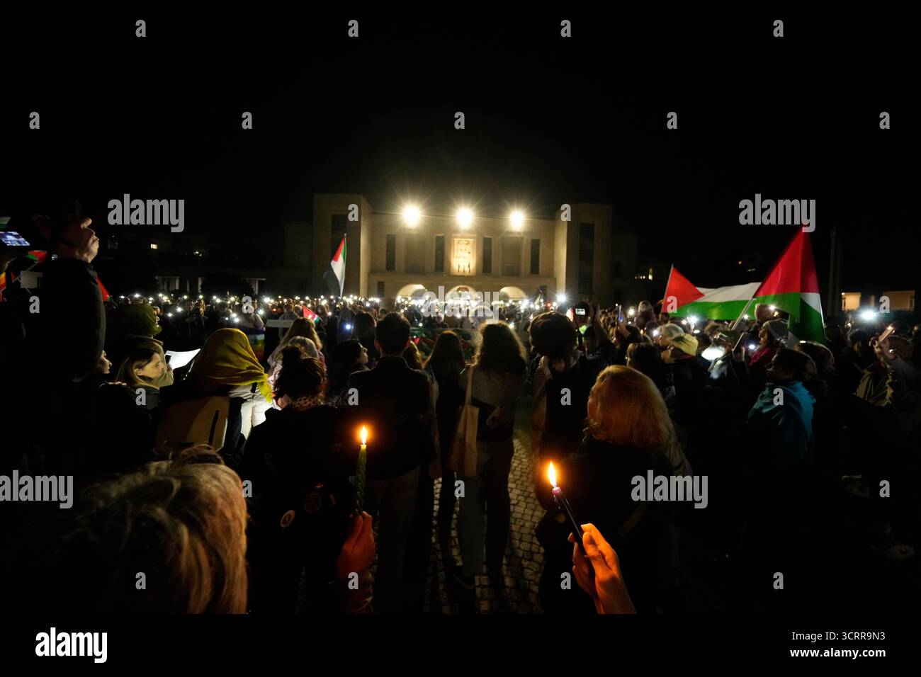 Medical staff stage a flash mob 'Lights on Palestine' to remember the ...