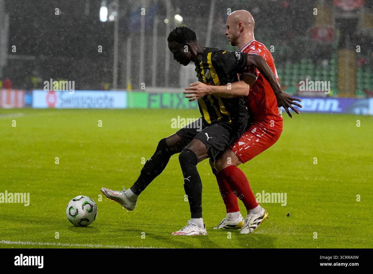 BK Hacken's John Paul Dembe (left) and Shelbourne FC's Kerr McInroy ...