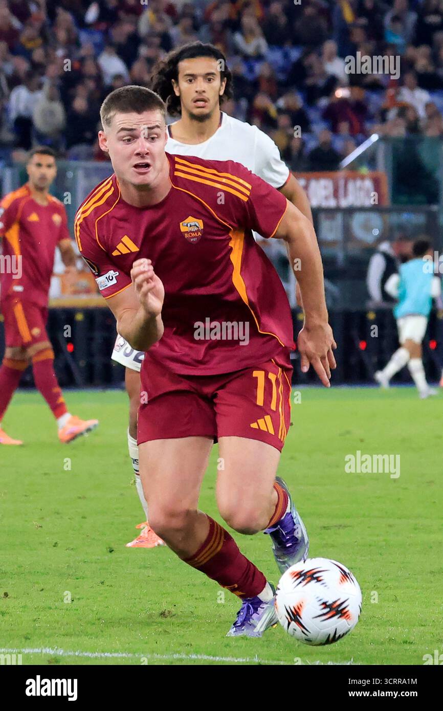 Rome, Italy. 2nd Oct, 2025. Evan Ferguson, of Roma, in action during ...