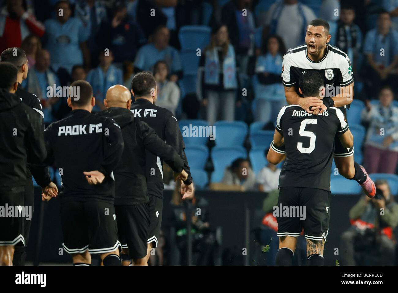 PAOK players celebrate after a goal during the Europa League soccer ...