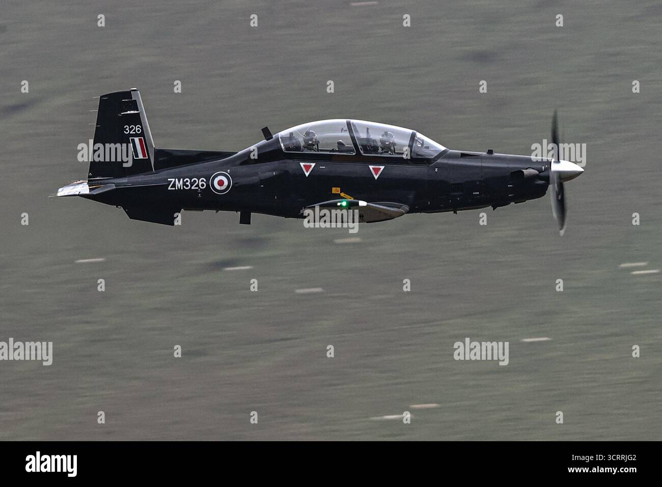 An RAF Texan T1 flies through the Mach Loop, Dolgellau, United Kingdom ...