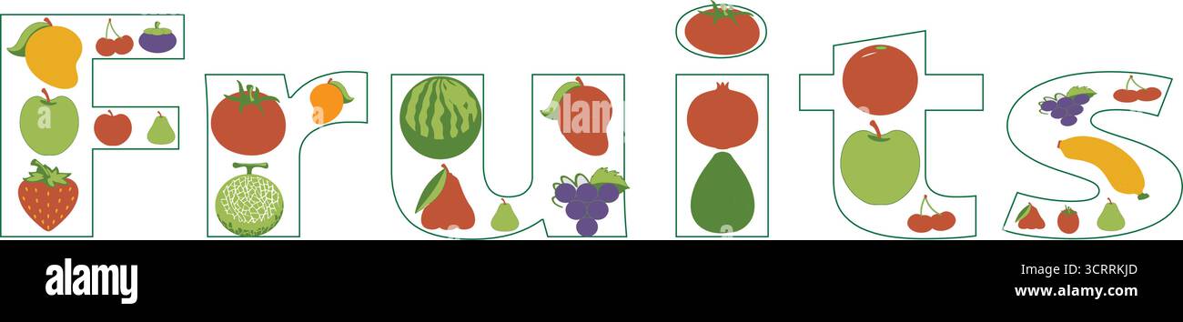 Fruits spelled out vector hi-res stock photography and images - Alamy