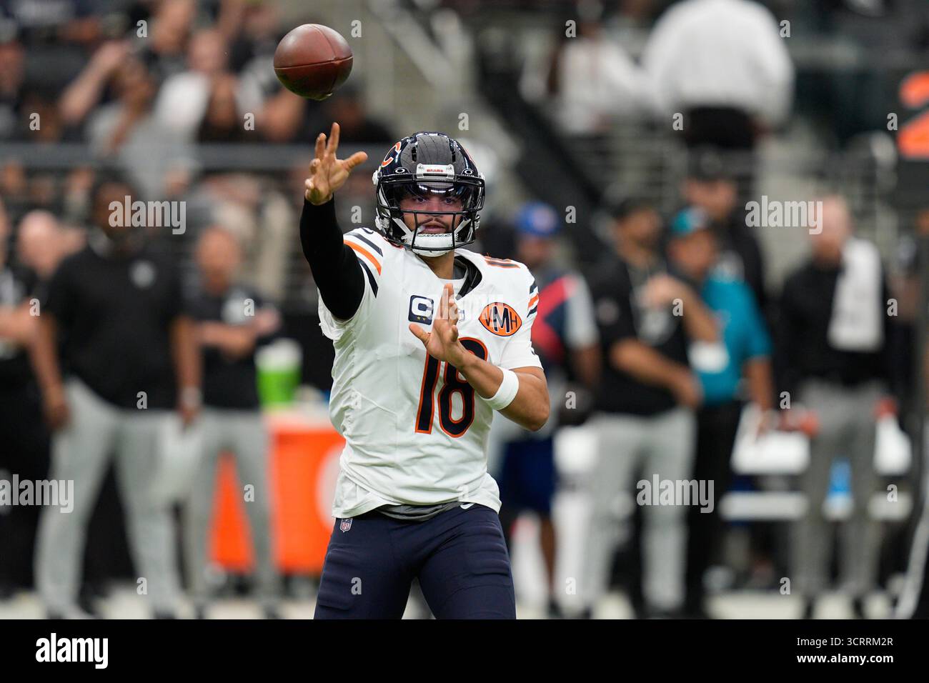 Chicago Bears quarterback Caleb Williams (18) throws during an NFL ...