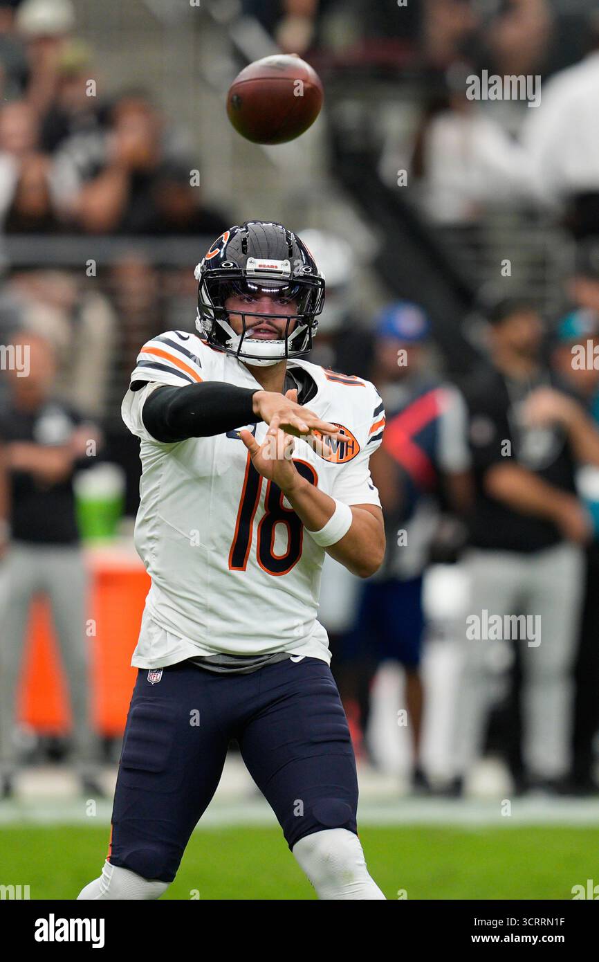 Chicago Bears quarterback Caleb Williams (18) throws during an NFL ...
