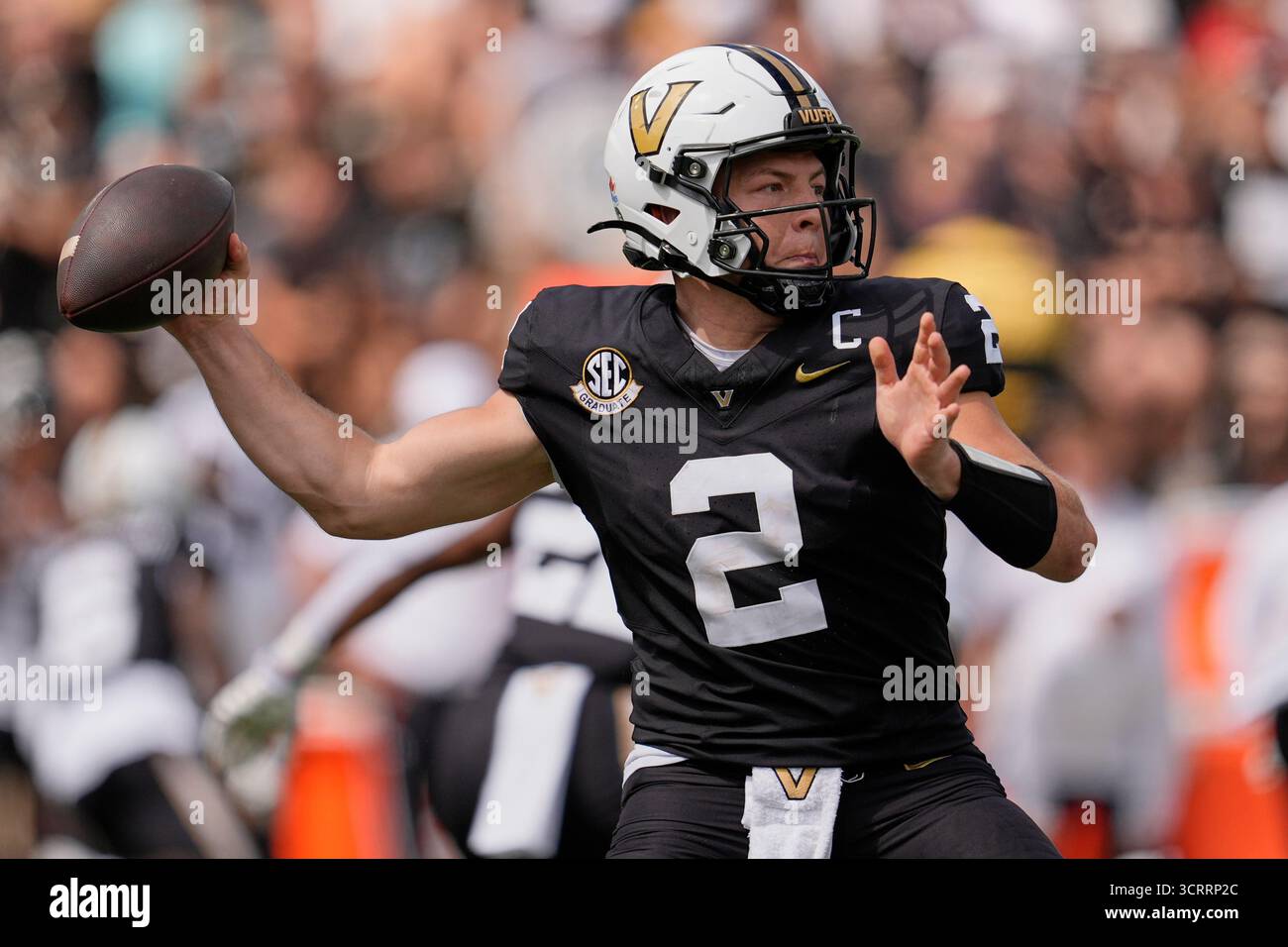 Vanderbilt quarterback Diego Pavia (2) looks to throw a pass during the ...