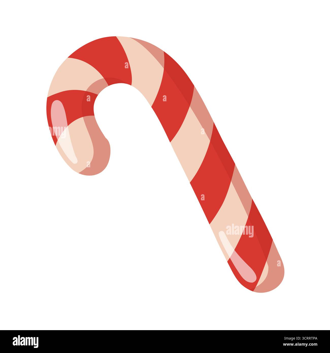 Cute cartoon red and white candy cane. Hand drawn vector isolated ...