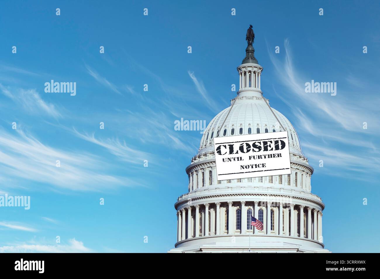 US capitol building with closed until further notice sign Stock Photo ...