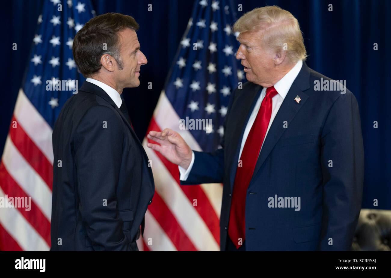 President Donald Trump meets with French President Emmanuel Macron at ...