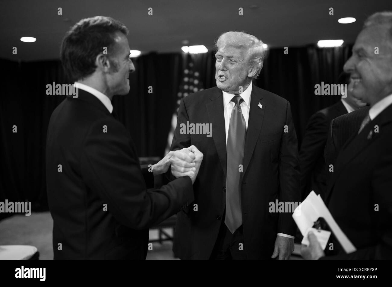President Donald Trump meets with French President Emmanuel Macron at ...