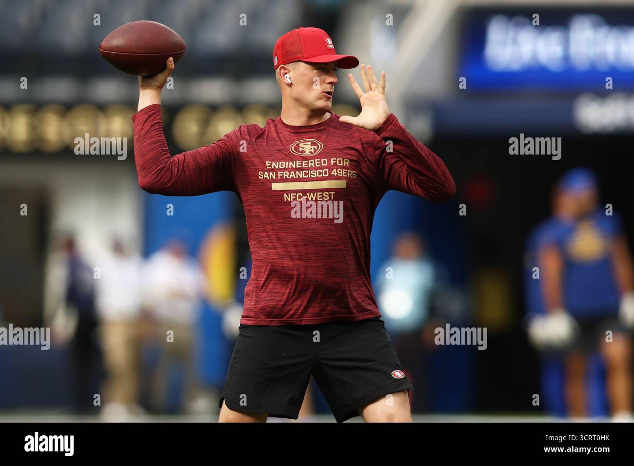 San Francisco 49ers quarterback Mac Jones warms up before an NFL ...