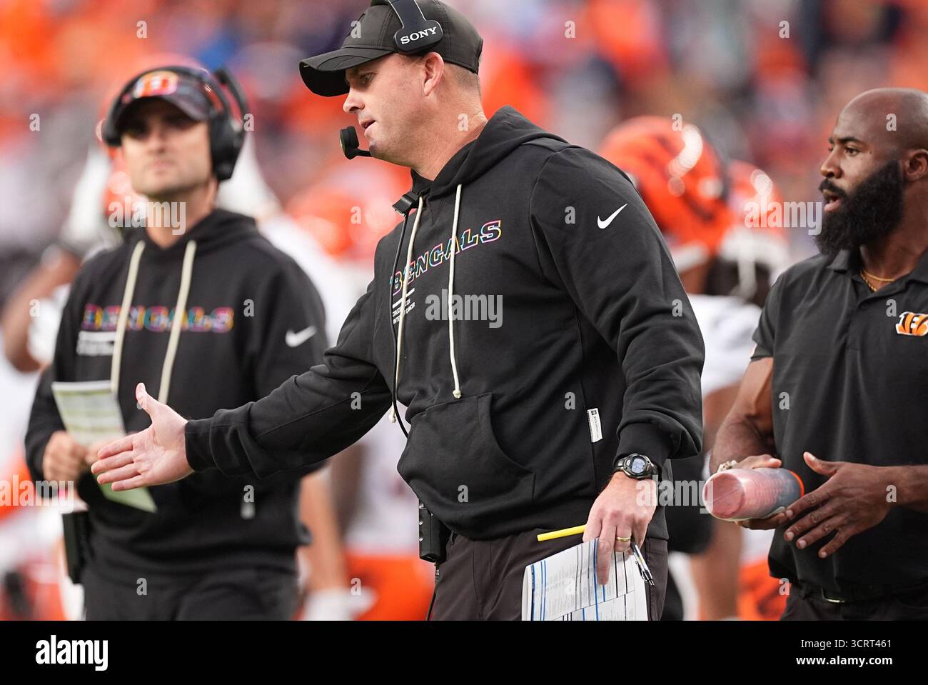 Cincinnati Bengals head coach Zac Taylor in the first half of an NFL ...