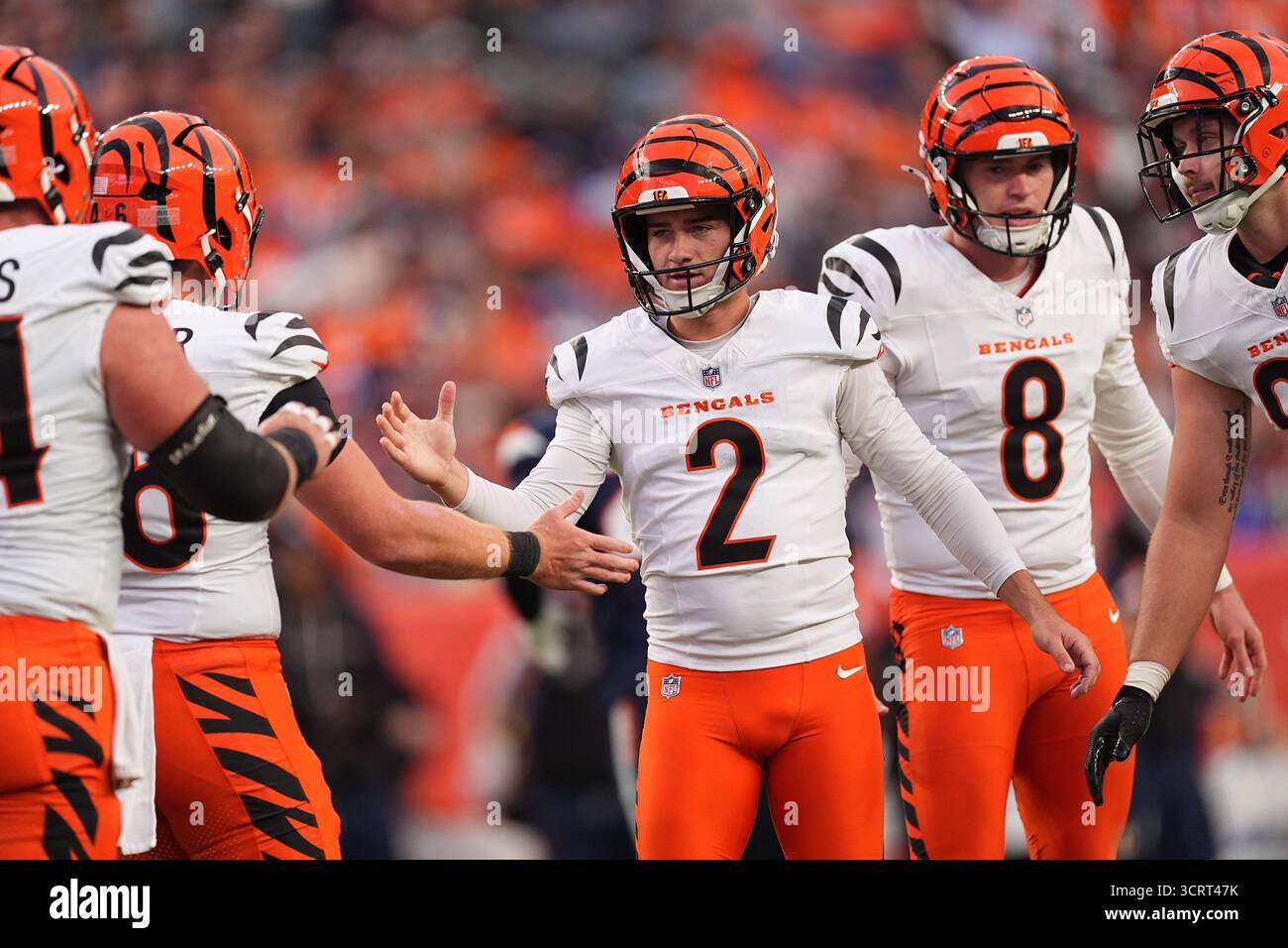Cincinnati Bengals kicker Evan McPherson (2) is congratulated after ...