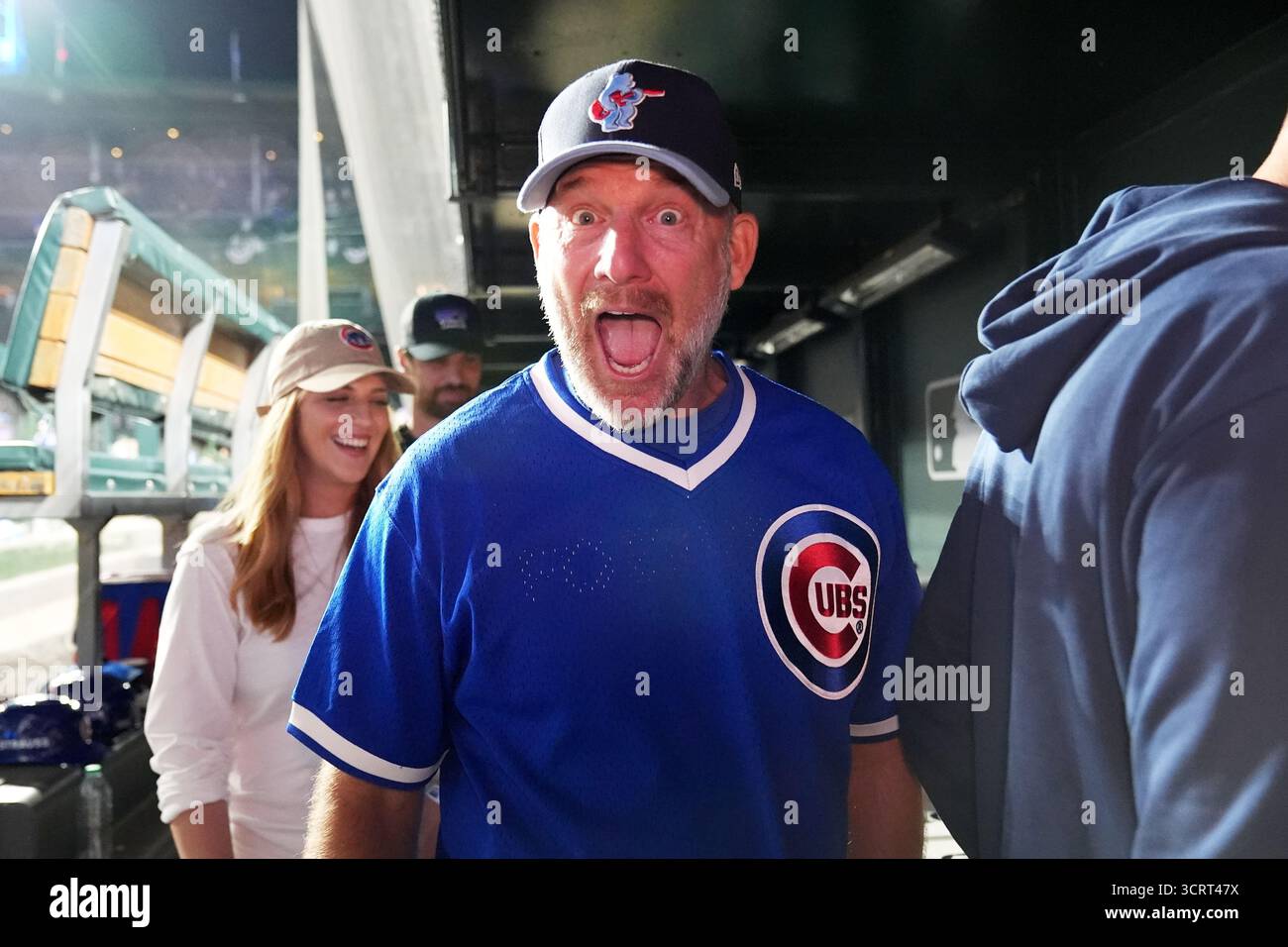 Former Chicago Cubs Ryan Dempster celebrates after Game 3 of a National ...