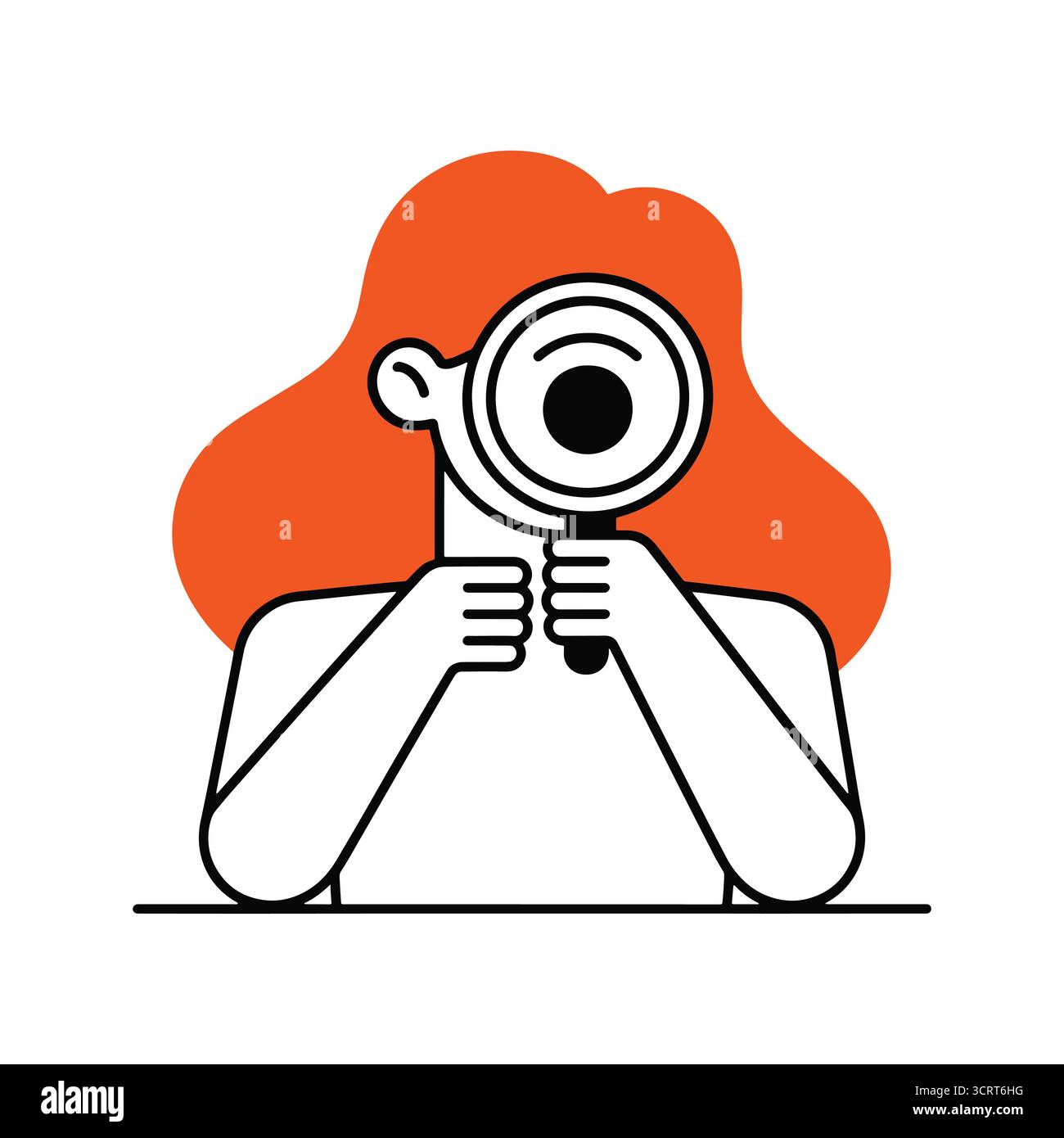 Woman holding magnifying glass examining Stock Vector Images - Alamy